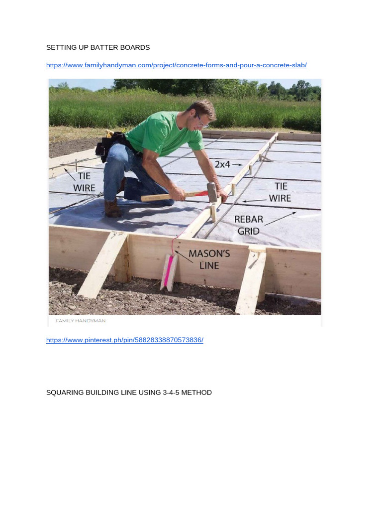 Setting Up Batter Boards | PDF