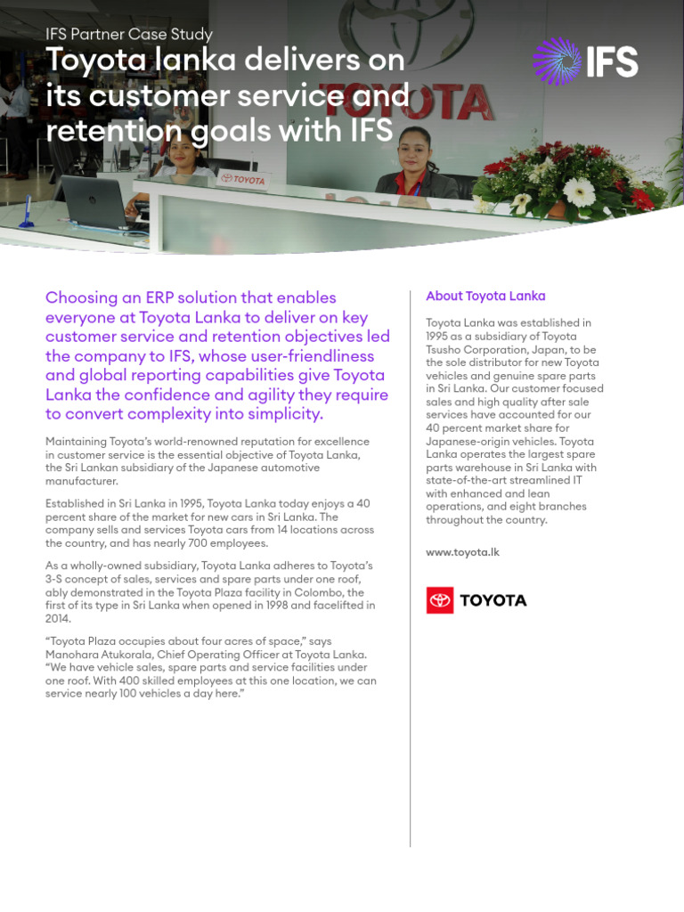 Toyota Lanka's ERP Success with IFS | PDF | Toyota | Enterprise ...