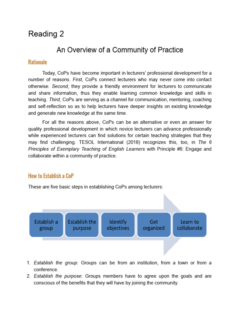 An Overview of A Community of Practice (Part 2) | PDF