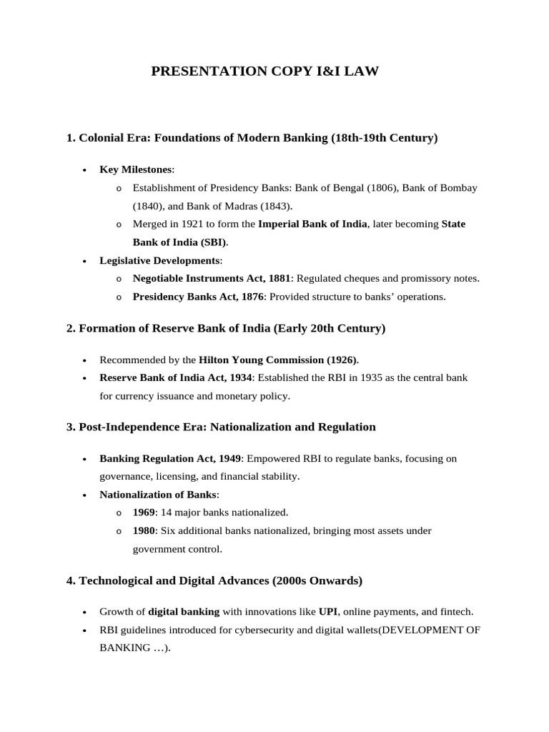 Presentation Copy I&i Law | PDF | Banks | Reserve Bank Of India