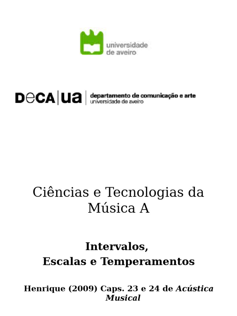 CTMa Intervalos Escalas Temperamentos | PDF | Intervalo (música) | Teoria da Música