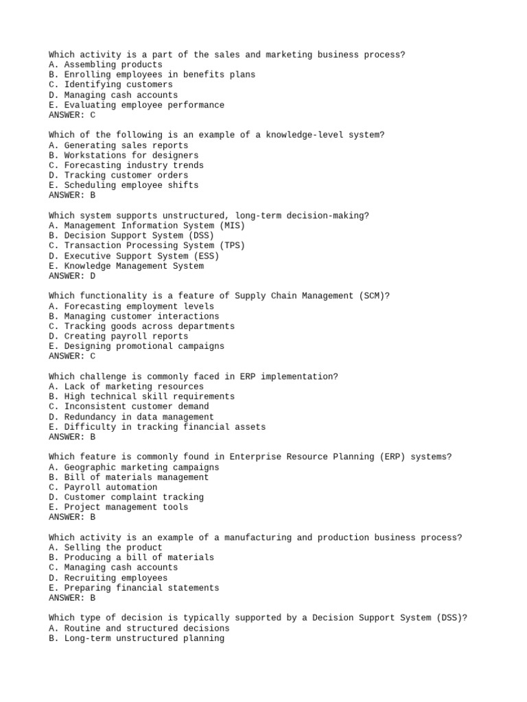 Quiz 2 | PDF | Enterprise Resource Planning | Information Technology