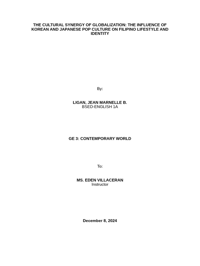 Ligan, Jean Marnelle B. - Term - Paper | PDF | Popular Culture ...