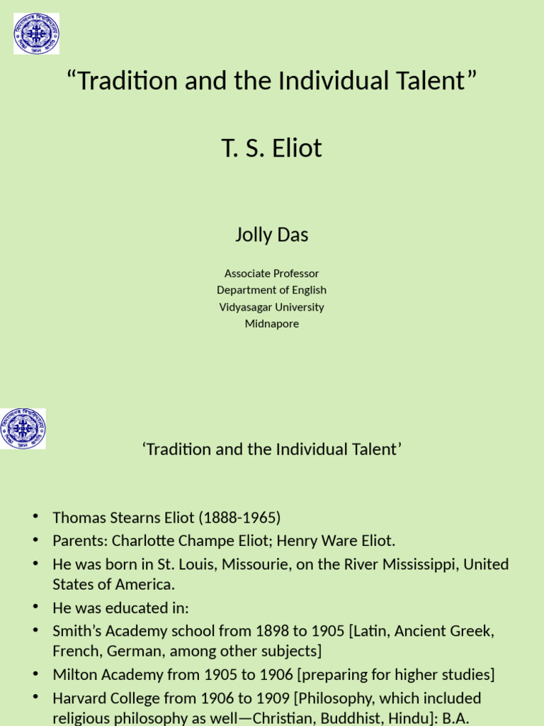 Tradition and The Individual Talent | PDF | Oresteia