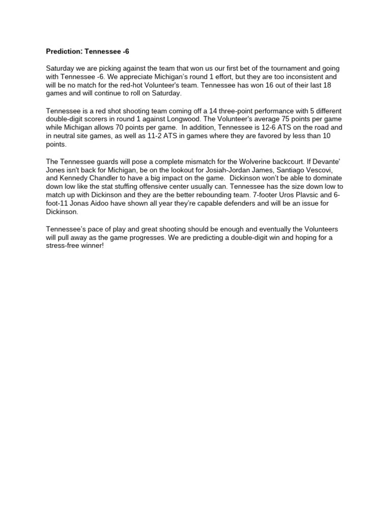 3:19 Pick Tennessee - 6 | PDF