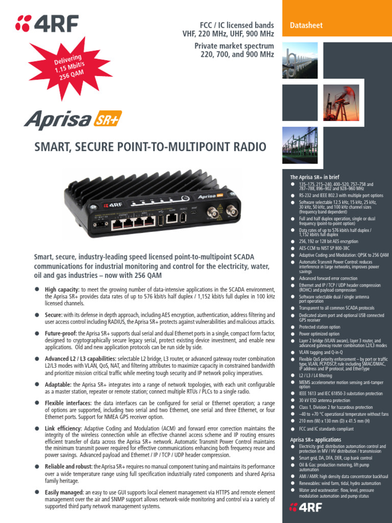Aprisa SR+ Datasheet FCC IC English | PDF | Computer Network | Usb