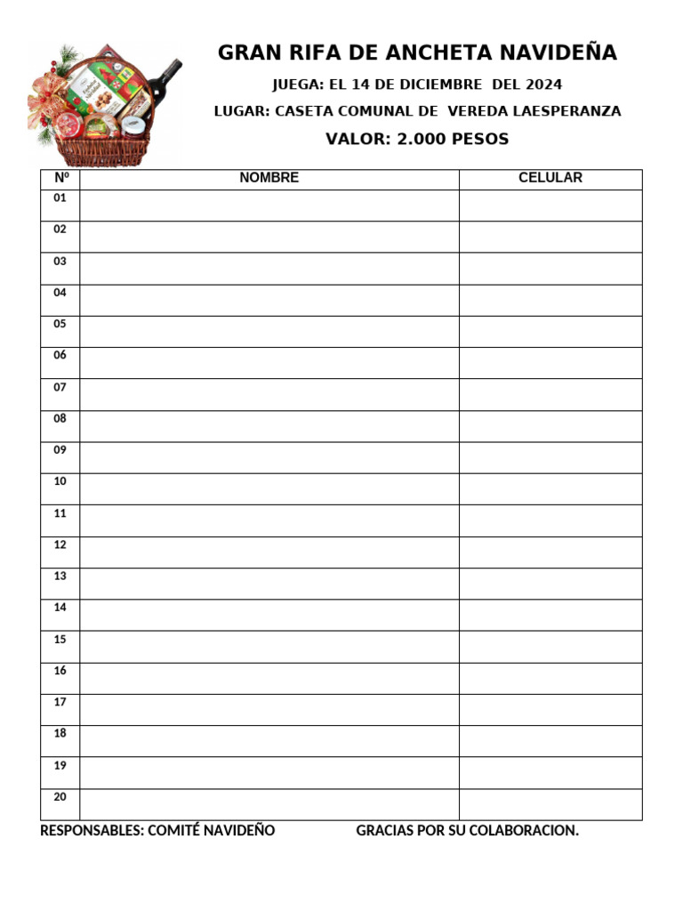 Gran Rifa de Ancheta Navideña | PDF