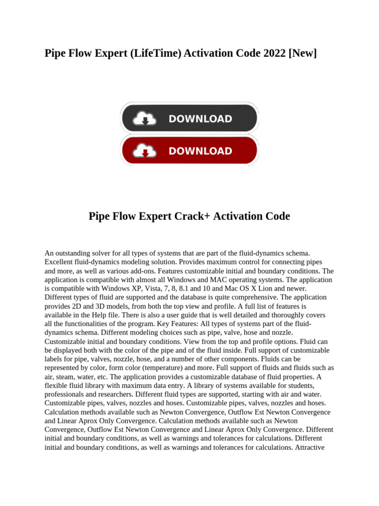 Pipe Flow Expert Lifetime Activation Code 2022 New | PDF | Arc Gis | Computing