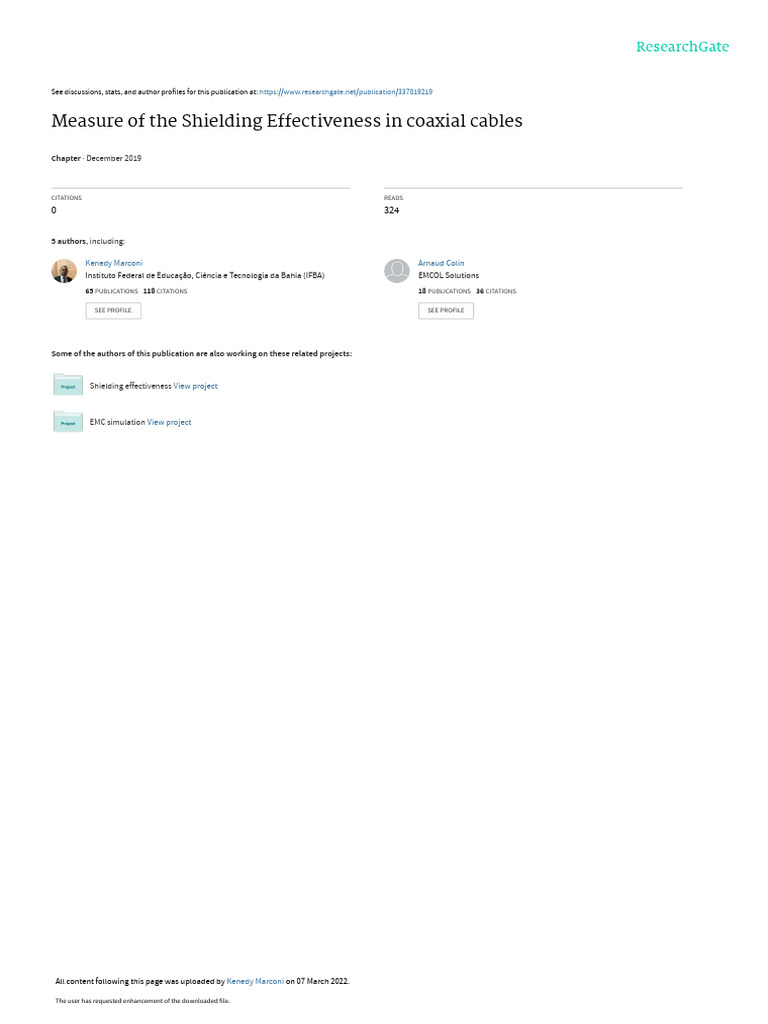 Measure of The Shielding Effectiveness in Coaxial Cables | PDF ...