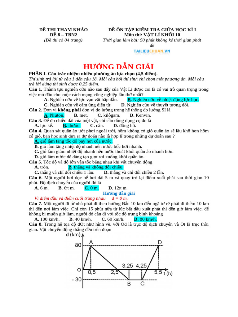 ĐỀ 8 - GK1 LÝ 10 - FORM 2025 - TA1- GV | PDF