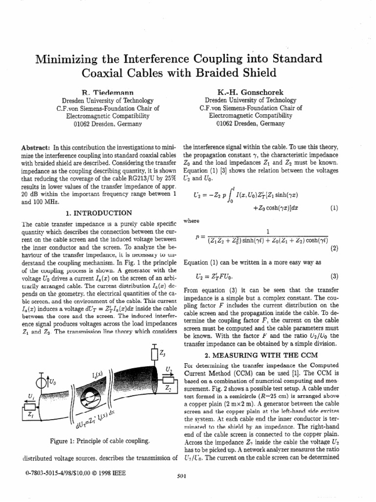 Minimizing The Interference Coupling Into Standard Coaxial Cables With ...