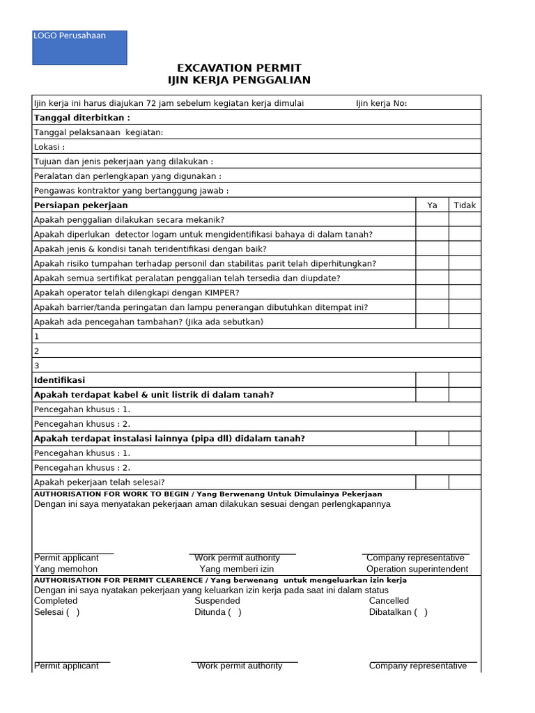 EXCAVATION PERMIT | PDF