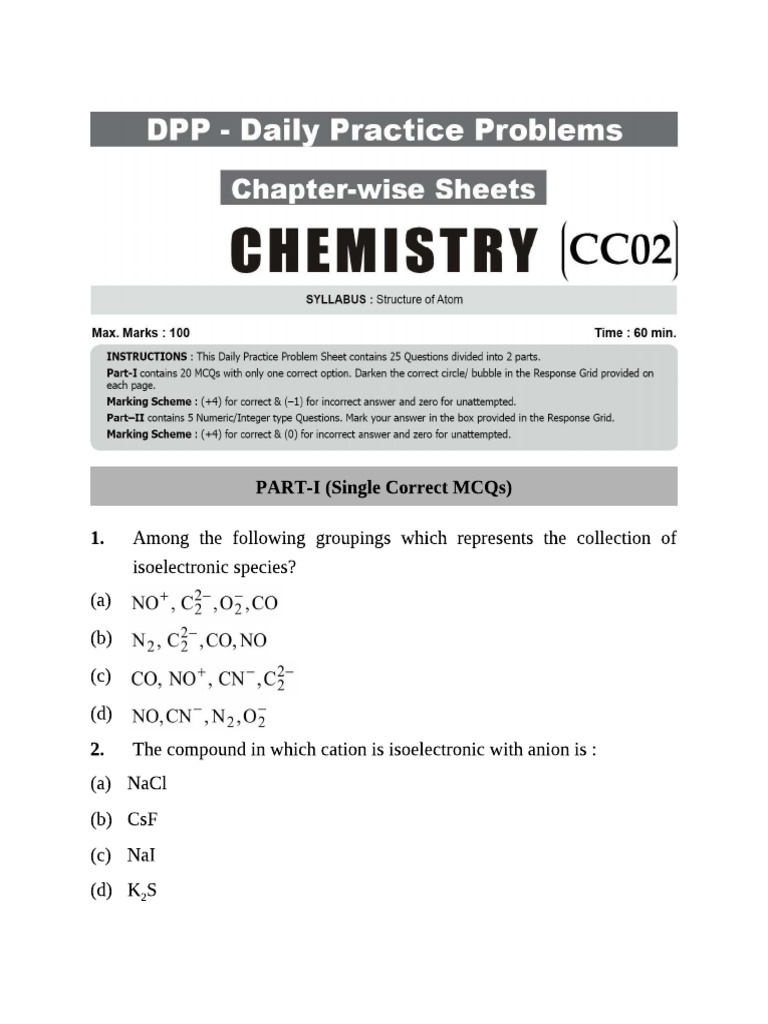 Disha Atomic Structure Dpp Pdf