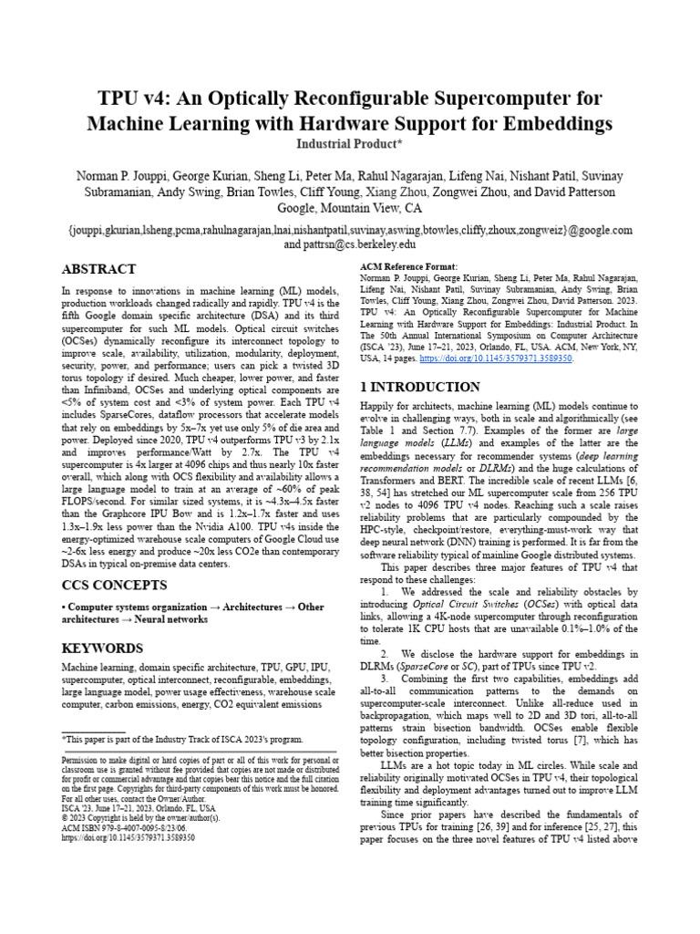 TPU v4-dual | PDF | Computer Architecture | Computing