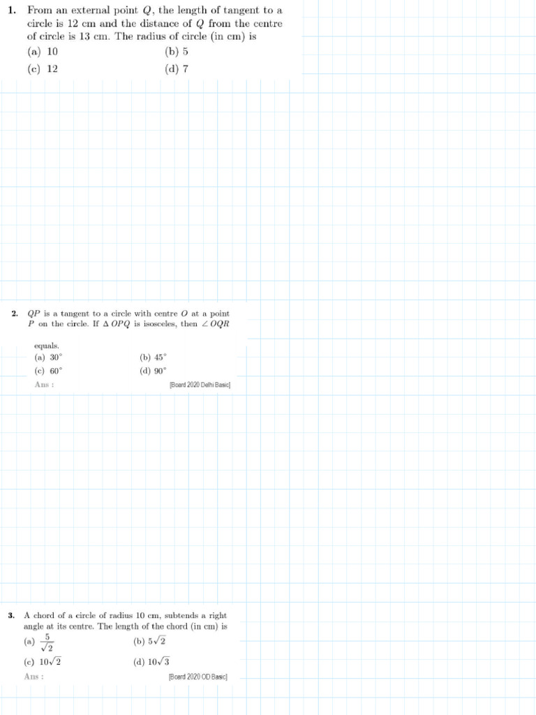 10th PPT Circles PYQ | PDF