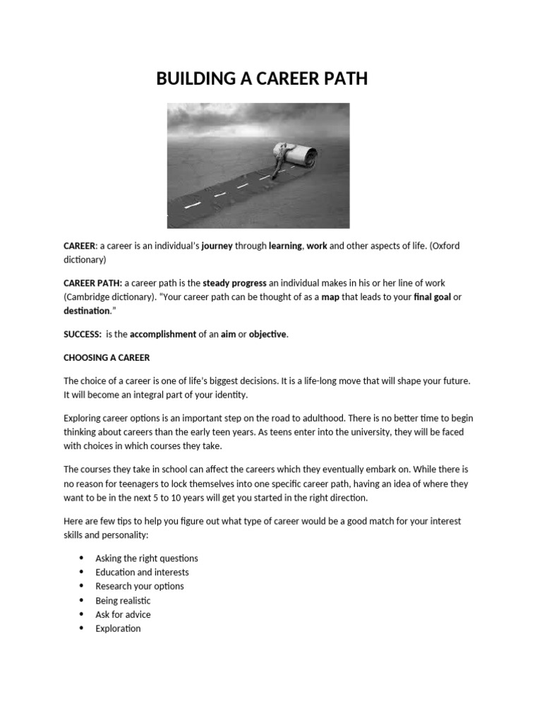 Building a career path | PDF | Adolescence | Theory
