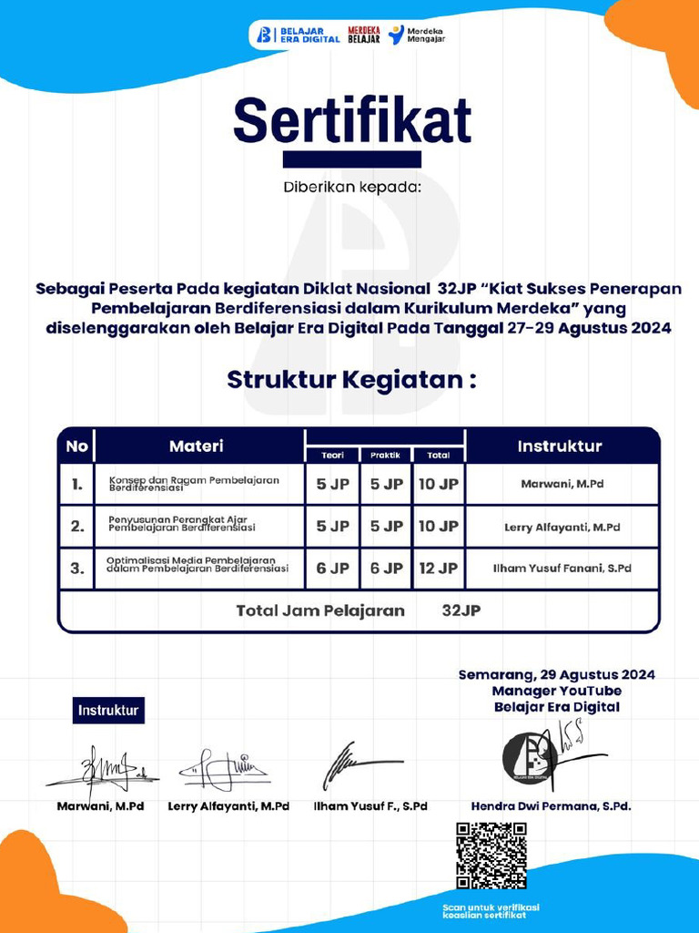 Sertifikat - Minaria, S.PD | PDF