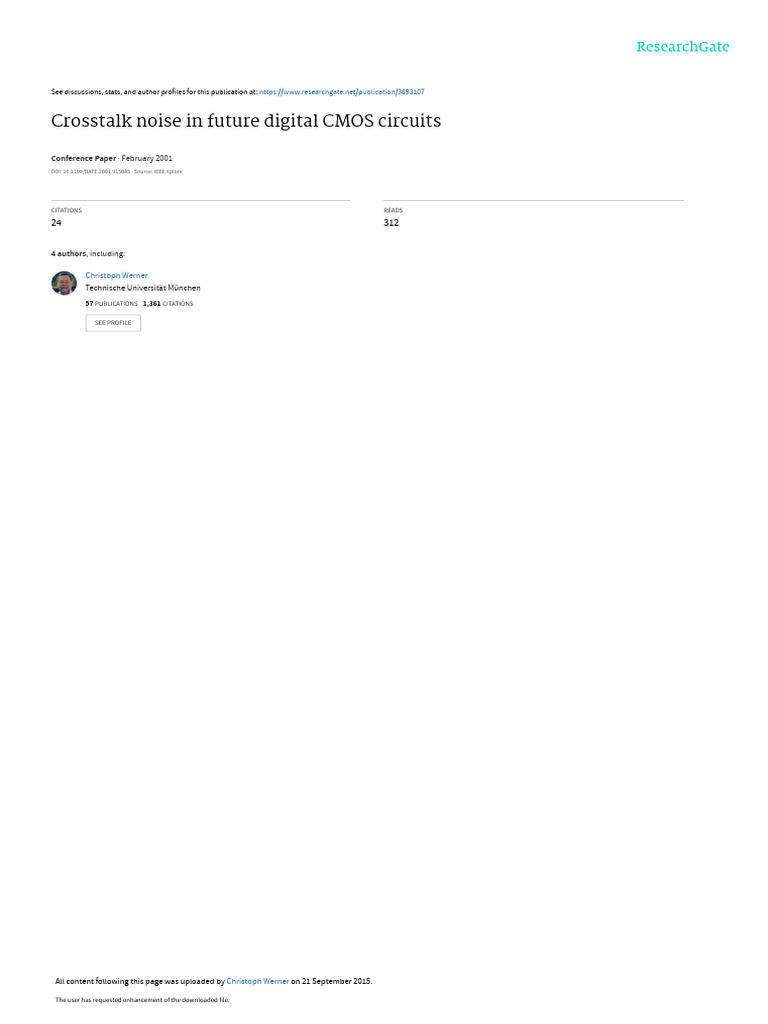 Crosstalk Noise in Future Digital CMOS Circuits | PDF | Cmos | Logic Gate