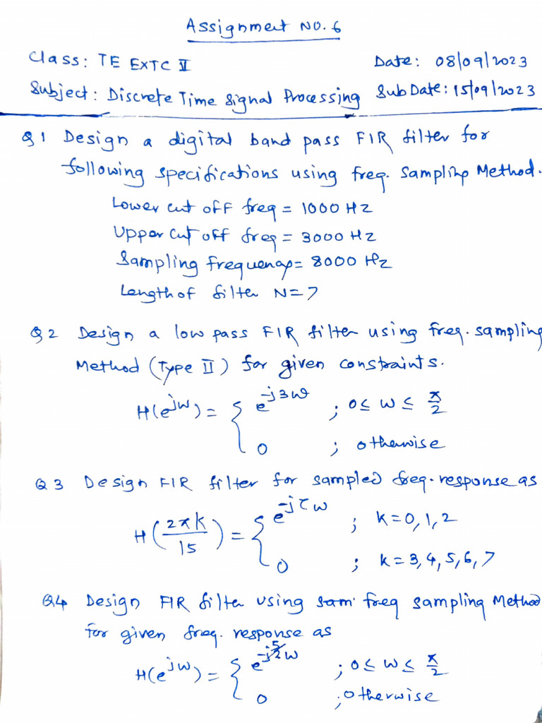 DTSP Assignment 6 Dated 08-Sep-2023 | PDF