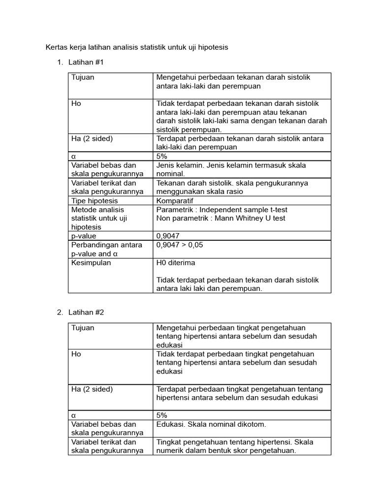 Kertas kerja latihan analisis stat R_1 | PDF