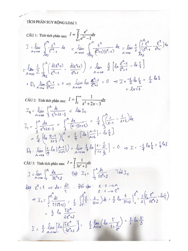 CAU 4 Tinh Tich Phân Sau | PDF
