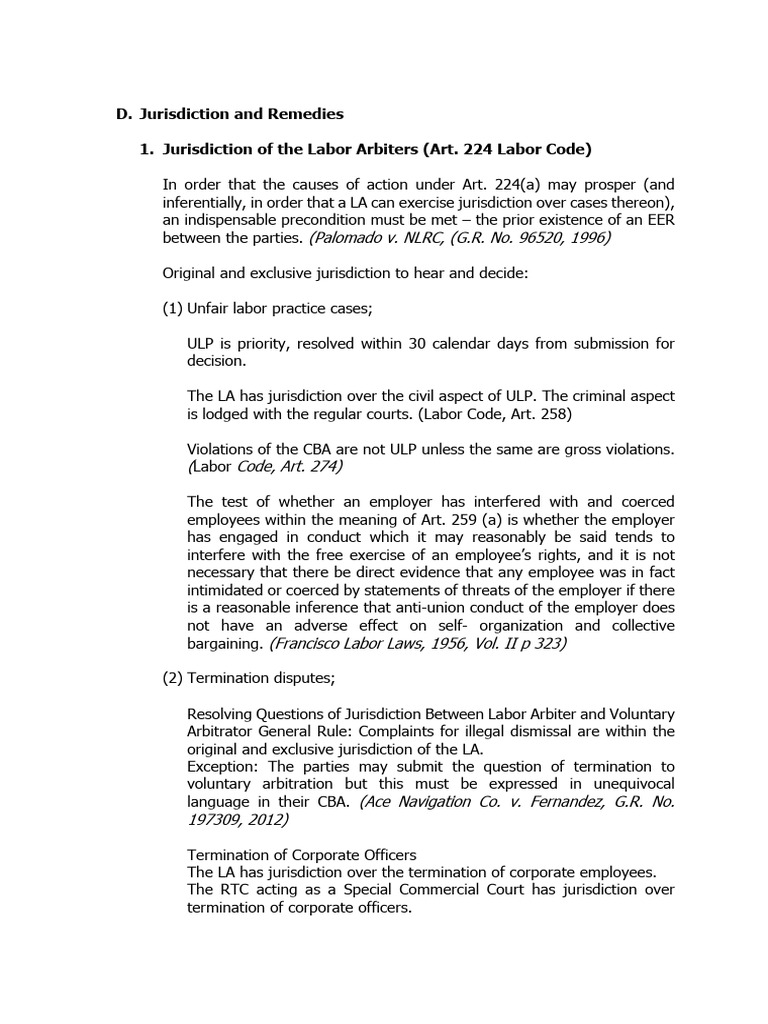 Labor Jurisdiction and Remedies | PDF | Certiorari | Labour Law
