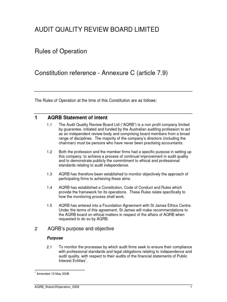 AQRB Audit Quality Review Guidelines | PDF | Audit | Consumer Price Index