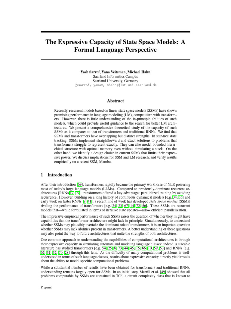 The Expressive Capacity Of State Space Models Pdf Automata Theory Mathematics