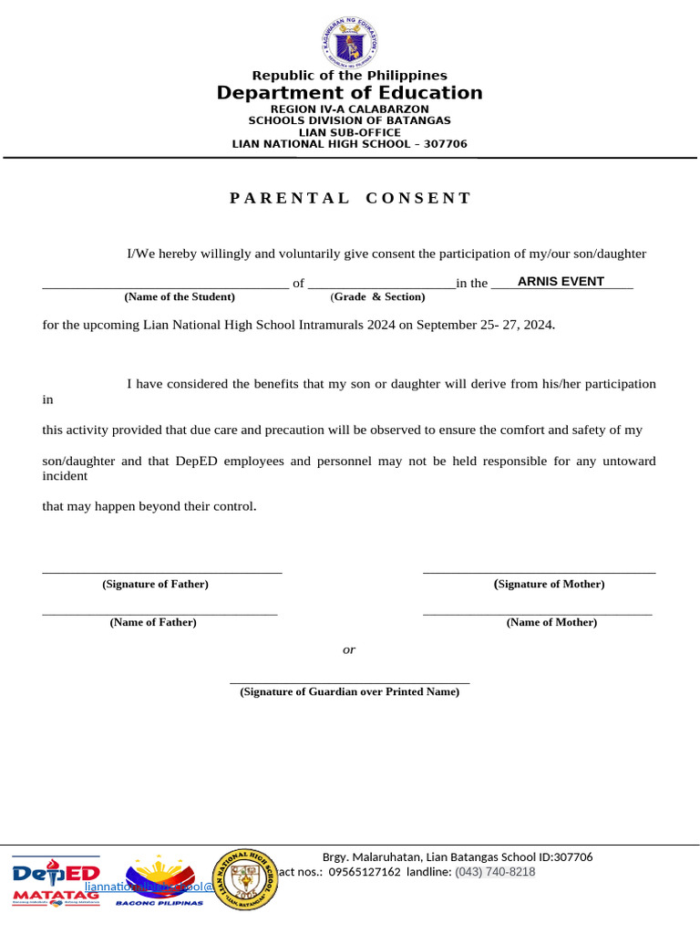 Parental-Consent-players-2024 For INTRAMS | PDF | Social Institutions