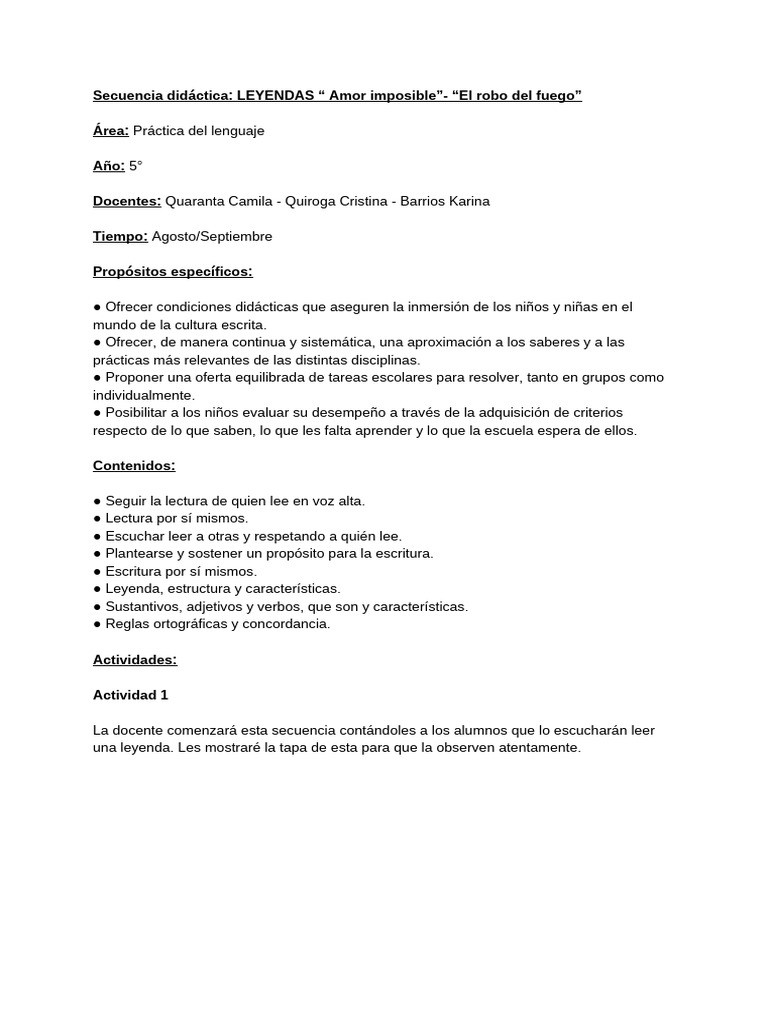 Leyendas y Escritura en 5° Grado | PDF | Leyendas | Narración