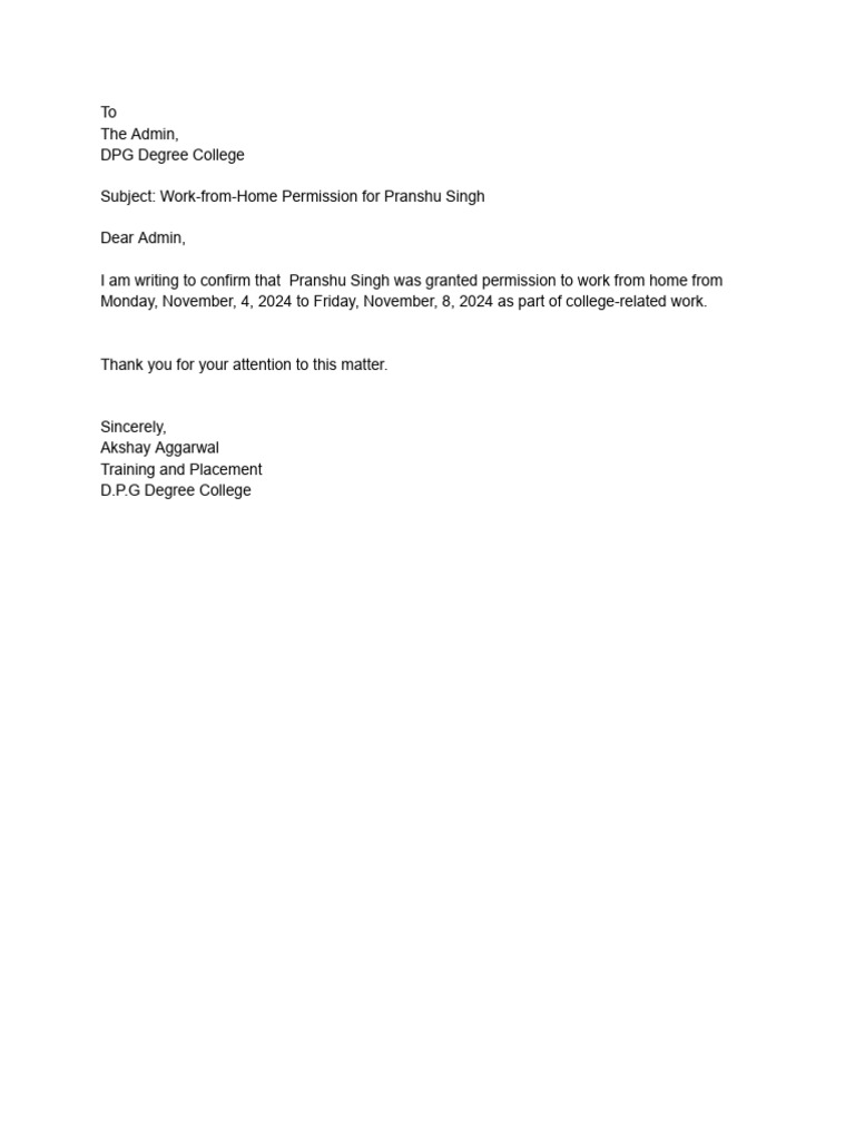 WFH Application | PDF