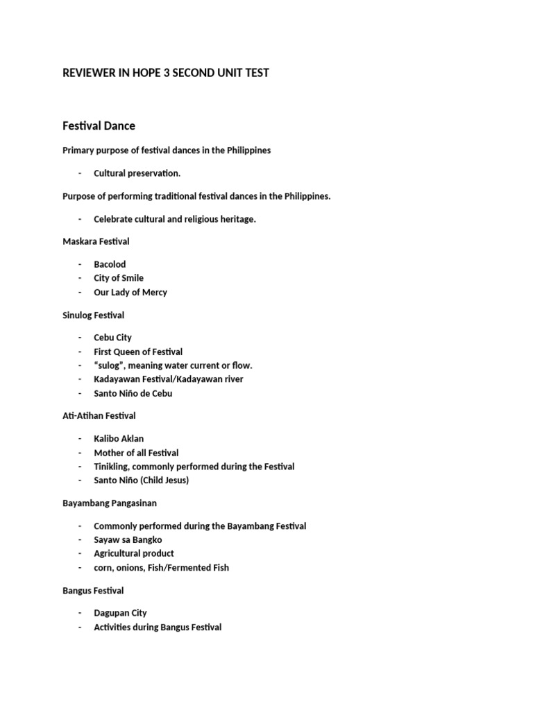 Reviewer in Hope 3 Second Unit Test | PDF | Cheerleading | Cebu