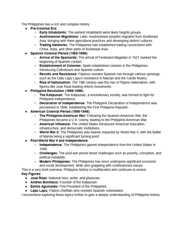 Overview of Philippine History | PDF | Philippines | Southeast Asia