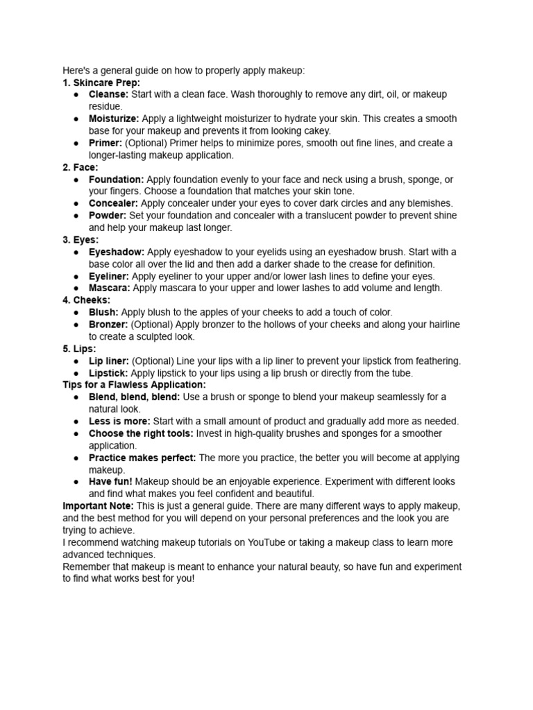 Proper Way To Makeup Pdf Cosmetics Body Art