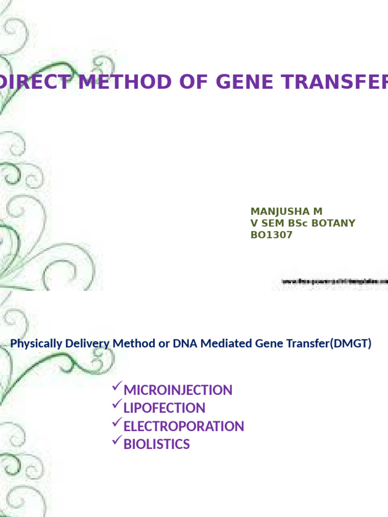 Direct Method of Gene Transfer | PDF | Cell (Biology) | Molecular Biology
