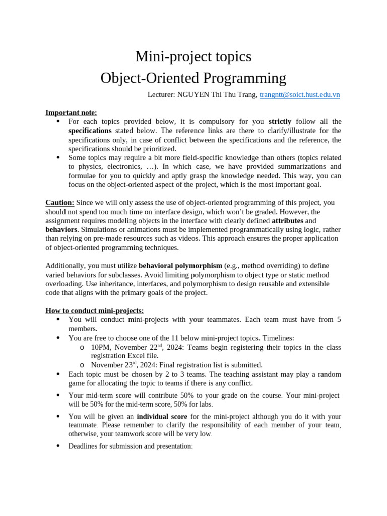 Mini Project Topics 20241 | PDF | Force | Electrical Network
