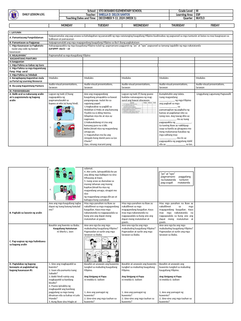 DLL Esp3 Q3 W1 | PDF