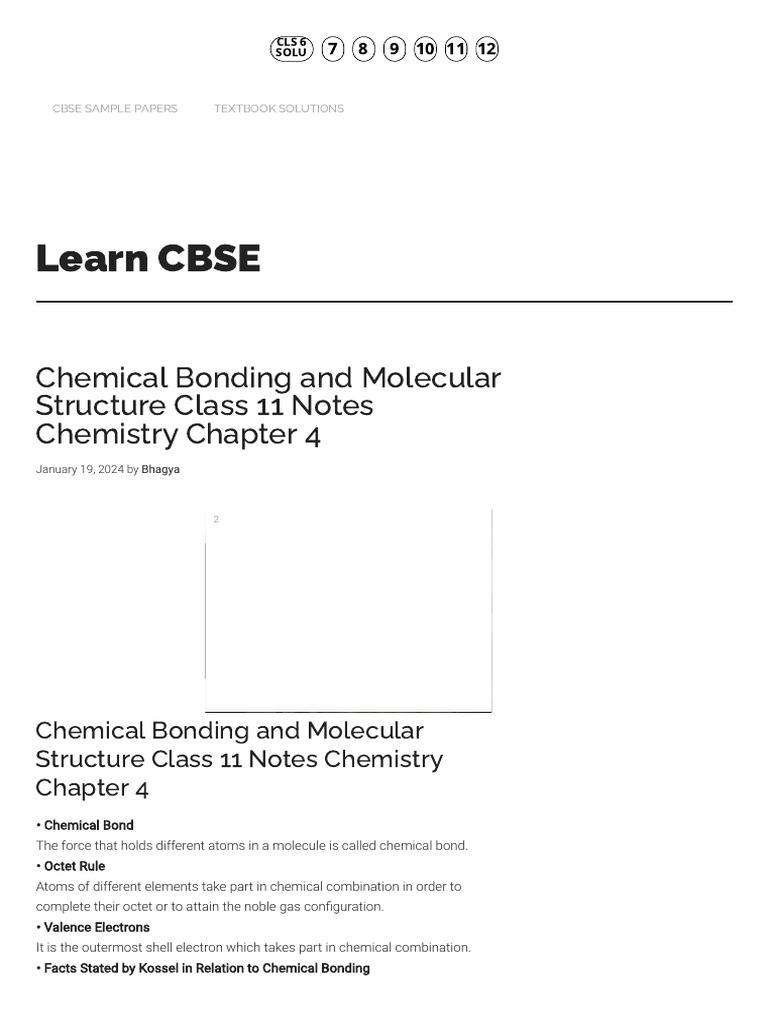 Chemical Bonding NCERT Notes | PDF | Ionic Bonding | Molecular Orbital