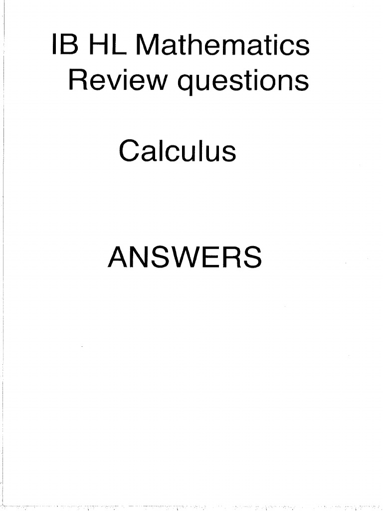IB Math HL Calculus Answers | PDF