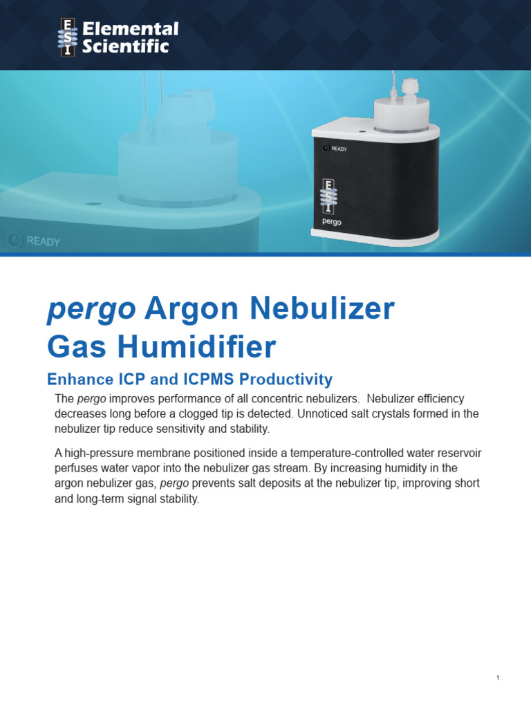 Pergo Argon Nebulizer Gas Humidifier ESI B-20189 | PDF | Water ...