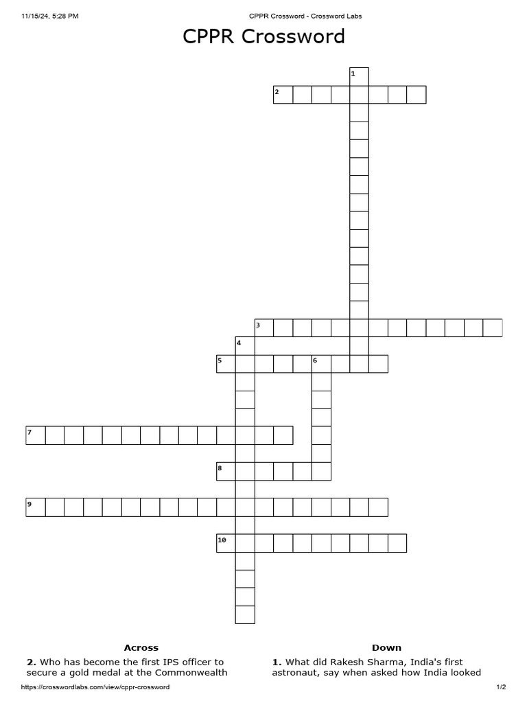 CPPR Crossword - Crossword Labs | PDF | Government