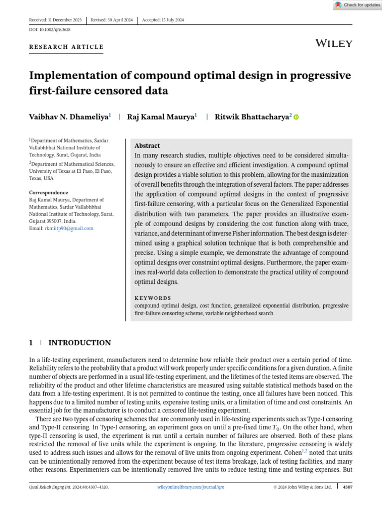 Quality Reliability Eng - 2024 - Dhameliya - Implementation of Compound ...