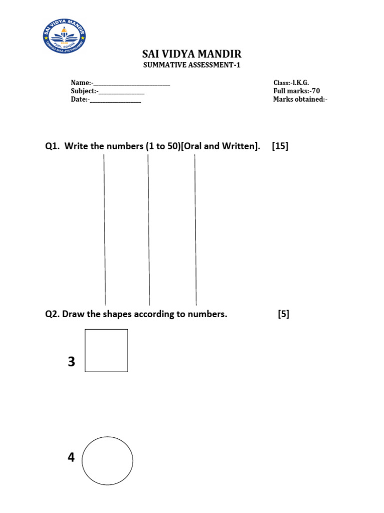 L.K.G. Math | PDF
