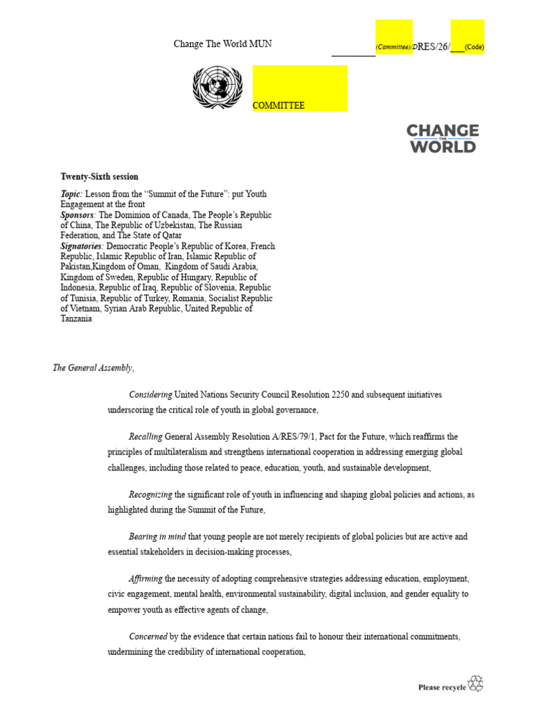 Working Paper GA CWMUN Paris | PDF | Educational Technology | Empowerment