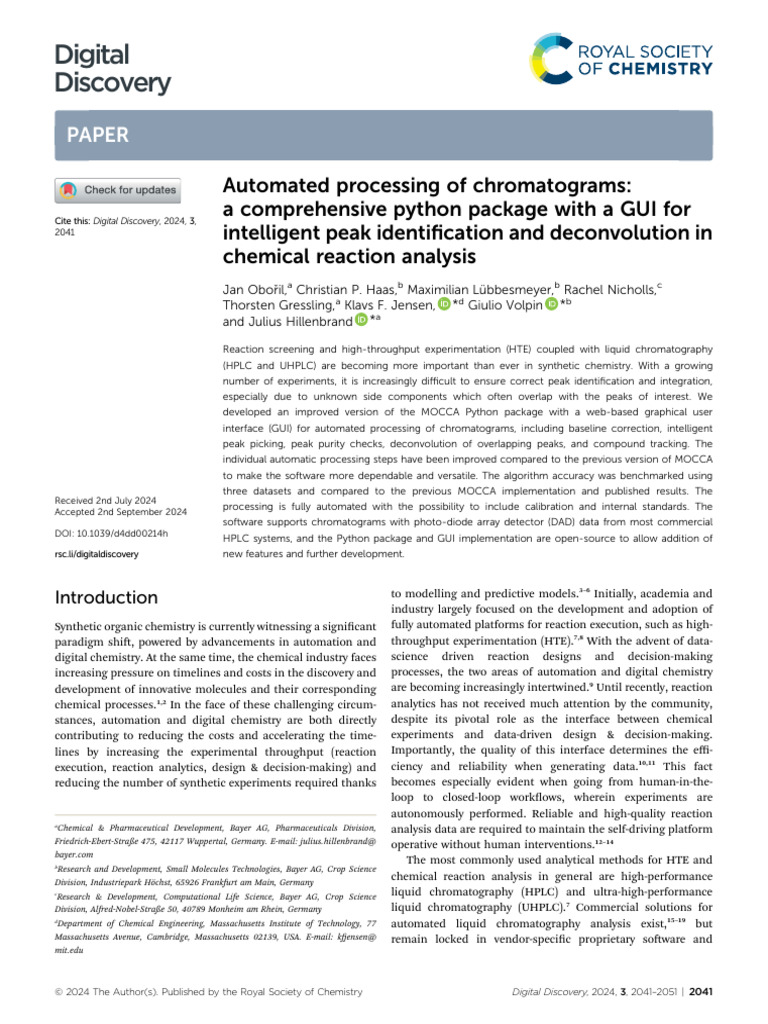 Automated Processing of Chromatograms A Comprehens | PDF | High Performance Liquid ...