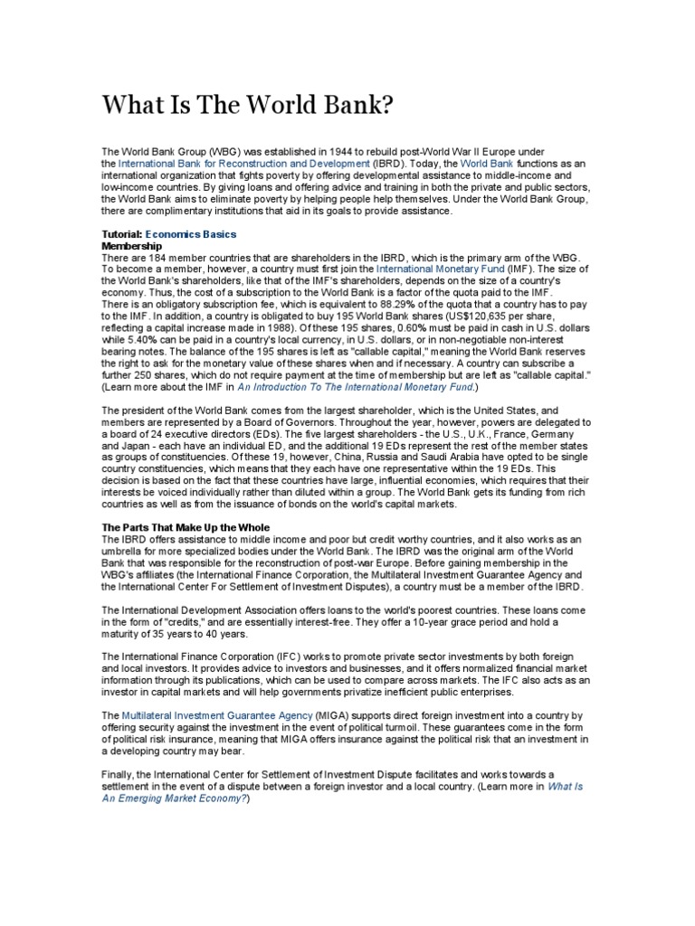 What Is The World Bank | PDF | World Bank | Multilateral Investment ...