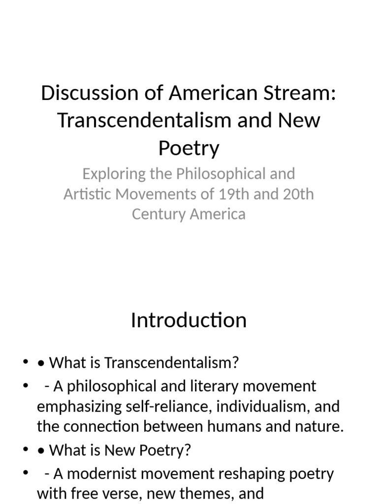 Transcendentalism and New Poetry | PDF | Transcendentalism