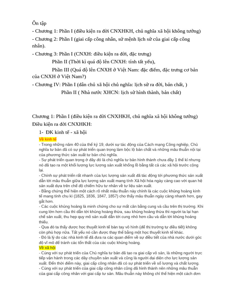 Ôn tập CNXH 1-4 | PDF