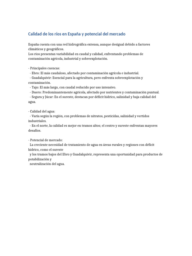 Calidad Rios Espana | PDF