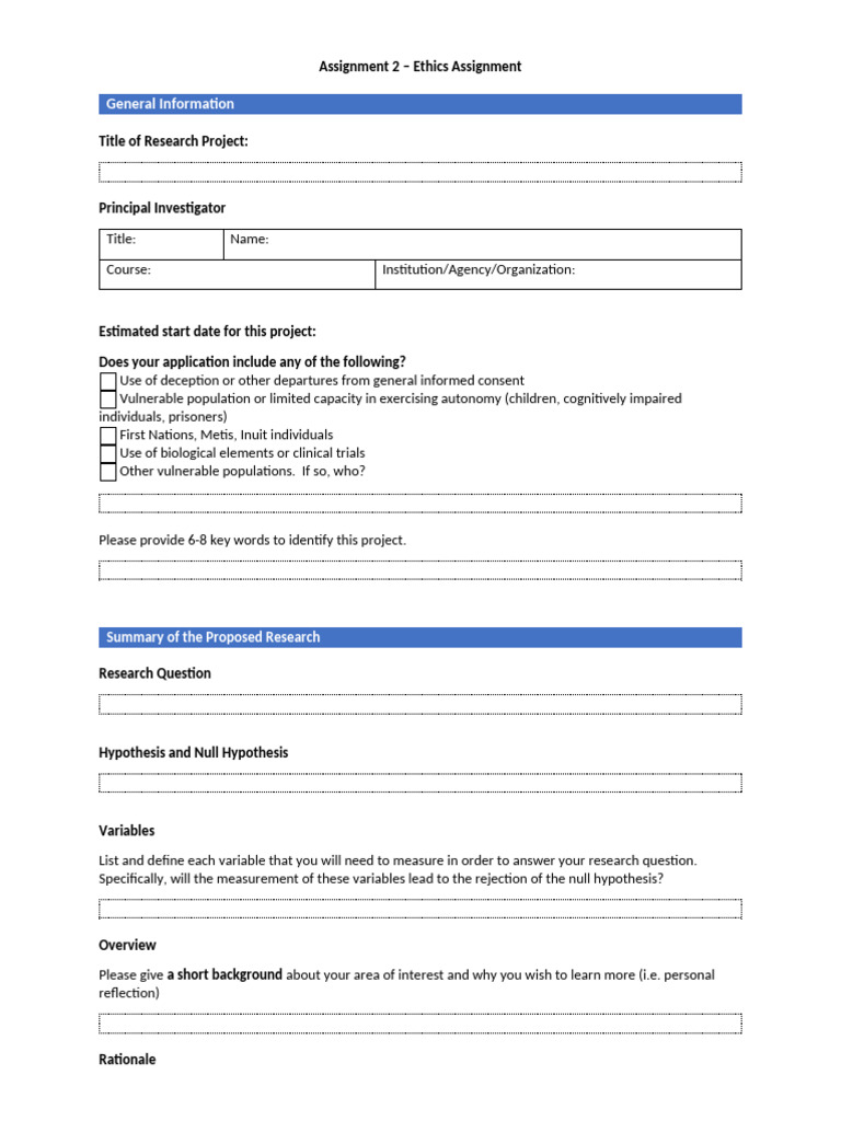 Assignment2 EthicsAssignment | PDF | Risk | Consent